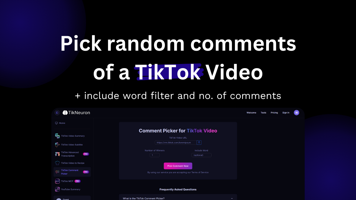 TikTok Comment Picker | TikNeuron